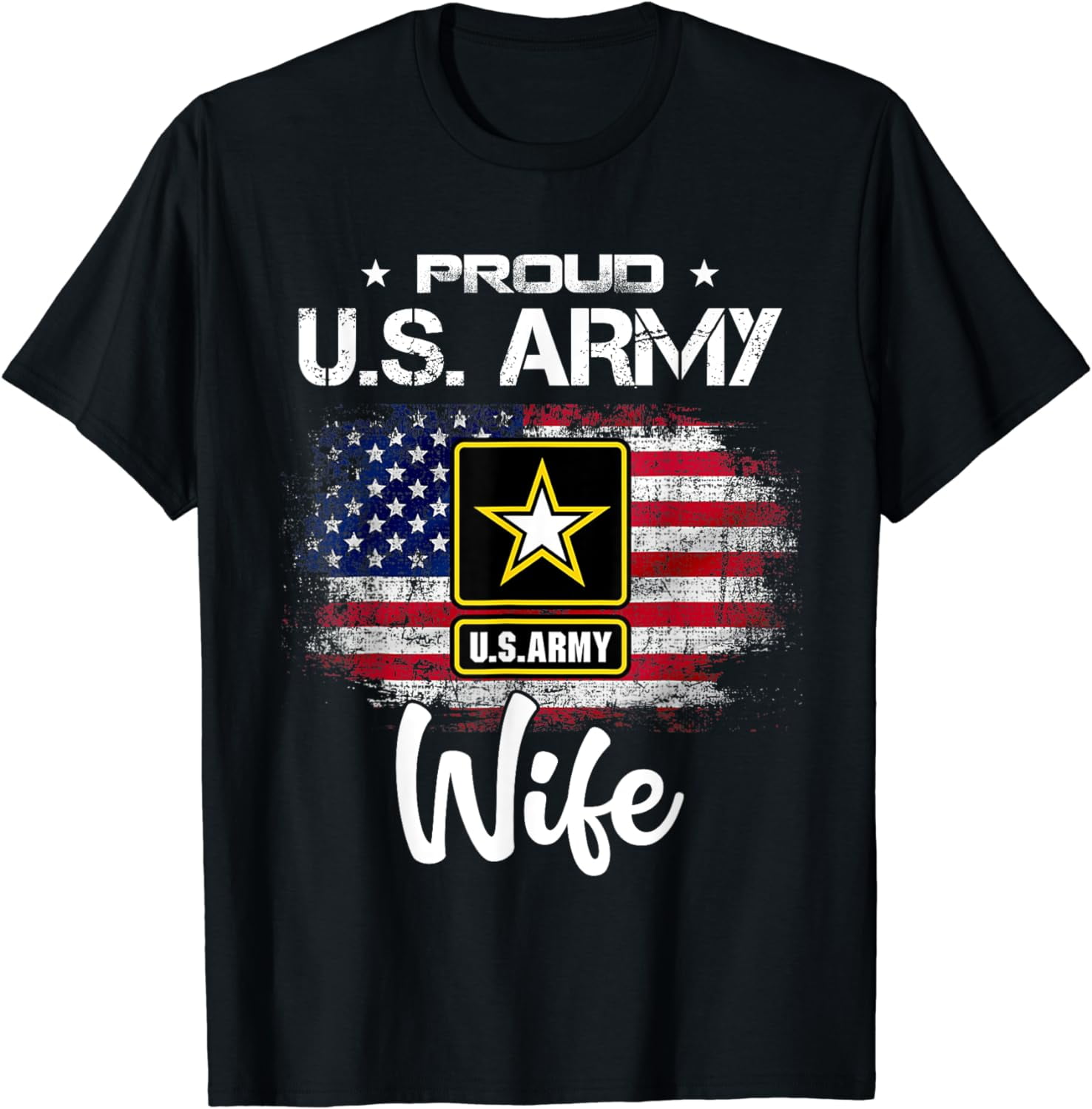 US Army Proud Wife - Proud Wife Of A US Army Veteran Flag T-Shirt ...