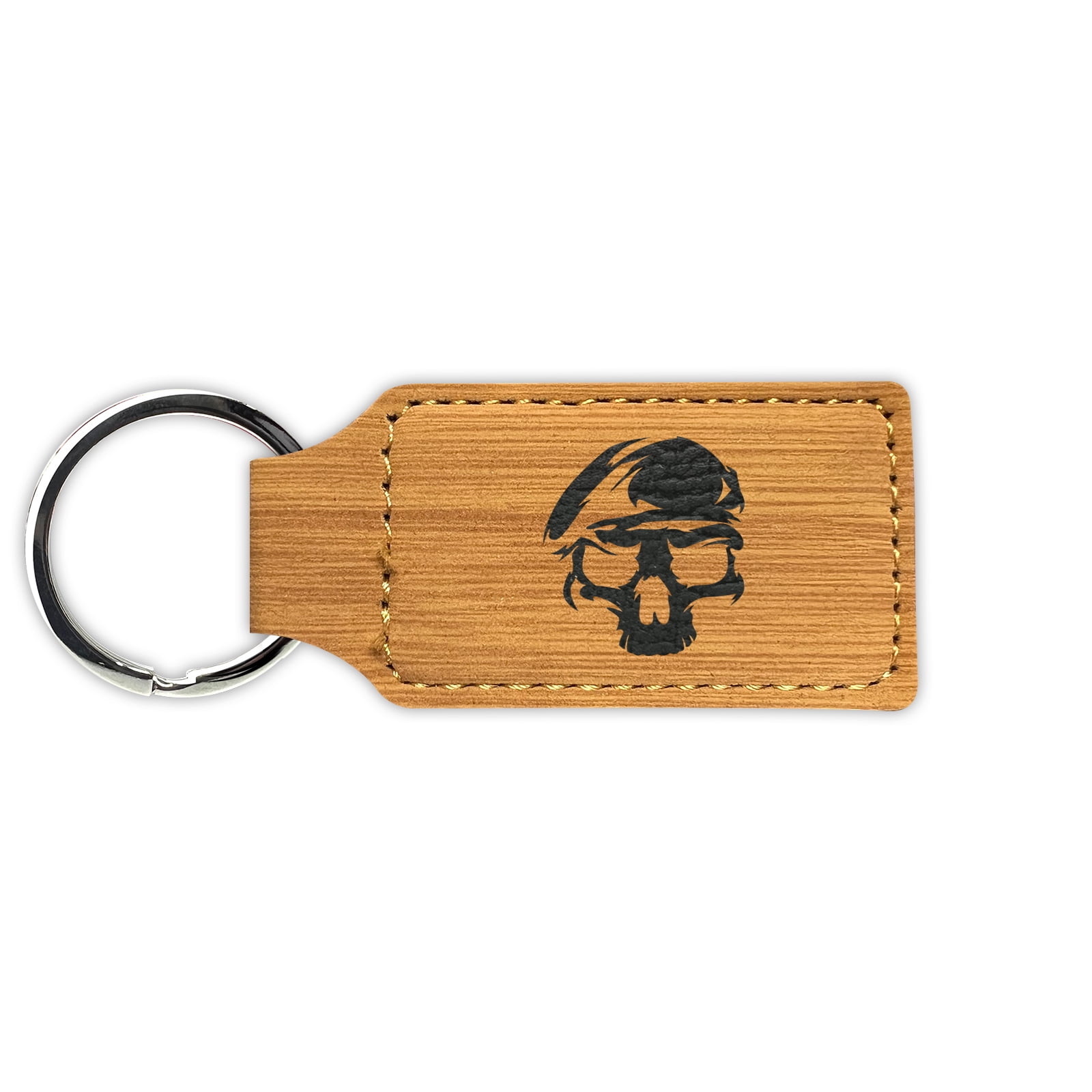 US Army Ranger Skull Keychain Leatherette Rectangle - Laser Engraved ...