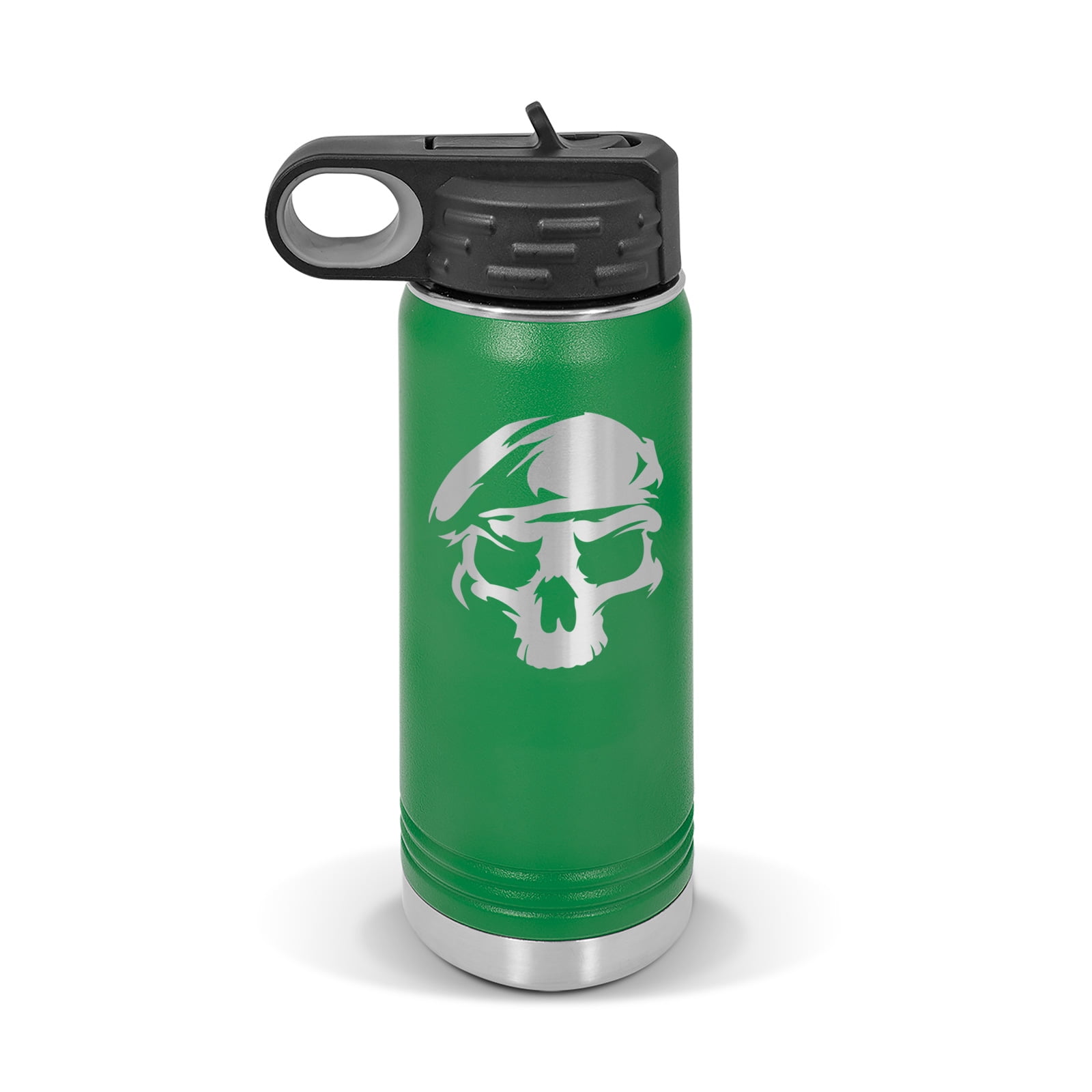 US Army Ranger Skull Water Bottle 20 oz - Laser Engraved w/ Flip Top ...