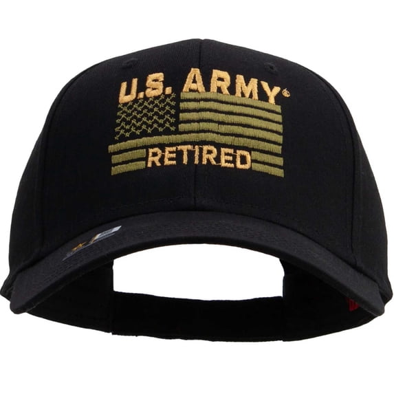 US Army Retired Embroidered Low Profile Cotton Twill Cap - Black OSFM ...