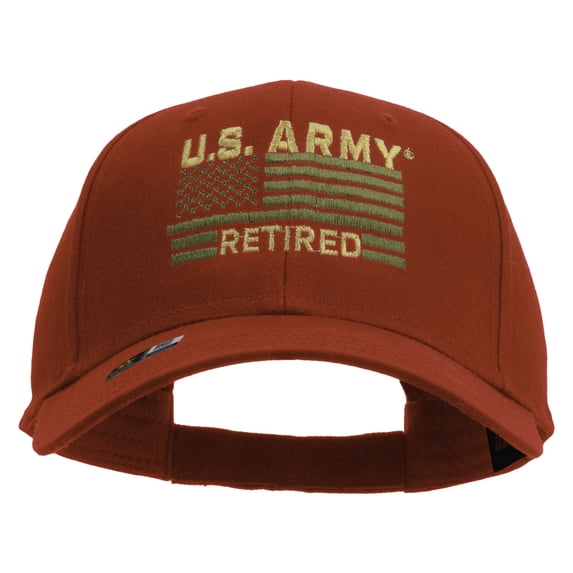 US Army Retired Embroidered Low Profile Cotton Twill Cap - Red OSFM ...