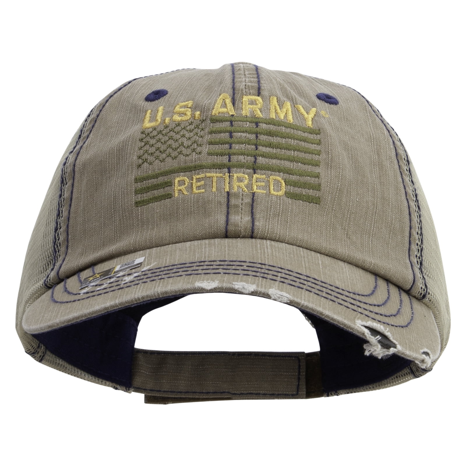 US Army Retired Flag Embroidered Low Profile Special Cotton Mesh Cap ...