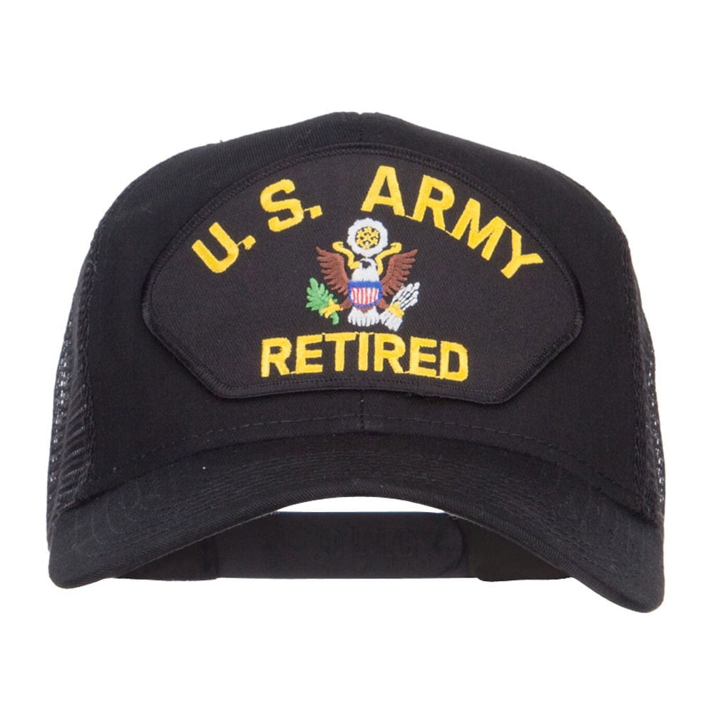 US Army Retired Logo Patched Mesh Cap - Black OSFM - Walmart.com