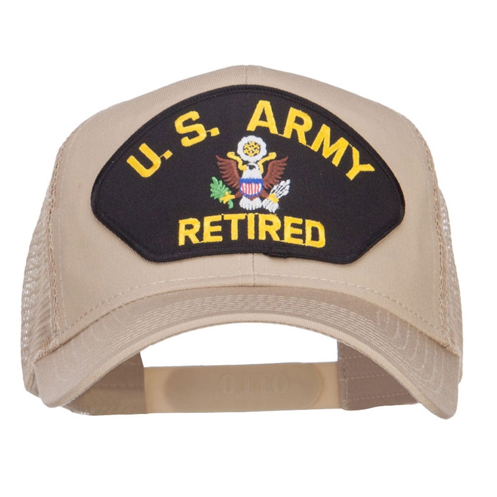US Army Retired Logo Patched Mesh Cap - Khaki OSFM - Walmart.com