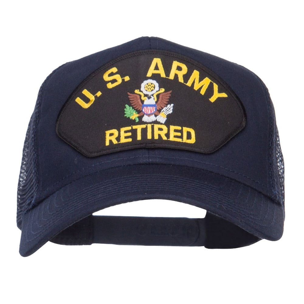 US Army Retired Logo Patched Mesh Cap - Navy OSFM - Walmart.com