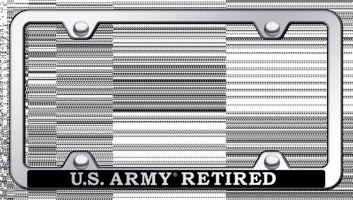 US Army Retired Logo Wide Body Chrome ABS License Plate Frame Official ...