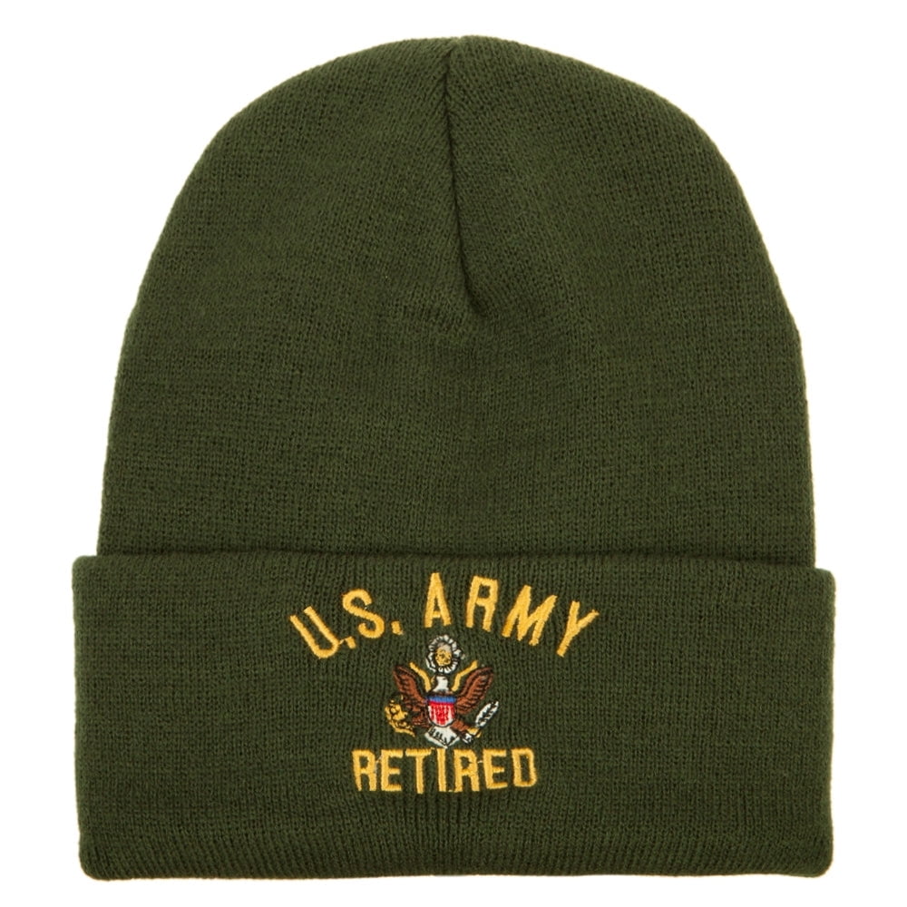 US Army Retired Military Embroidered Long Beanie - Olive OSFM - Walmart.com