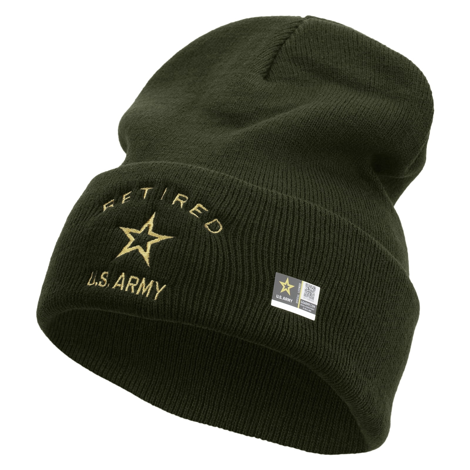 US Army Retired Military Embroidered Long Beanie - Olive OSFM - Walmart.com