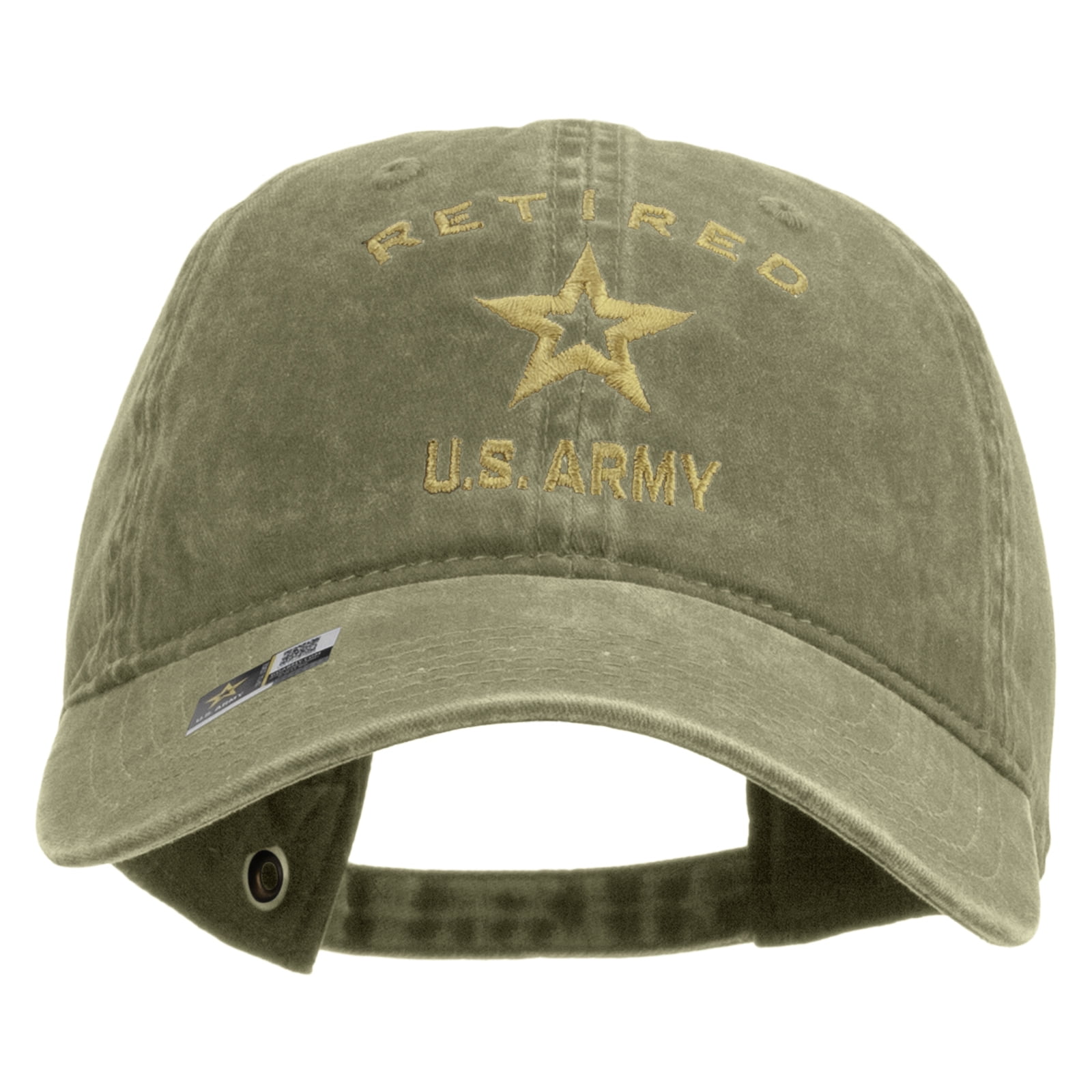 US Army Retired Military Embroidered Washed Cap - Khaki OSFM - Walmart.com
