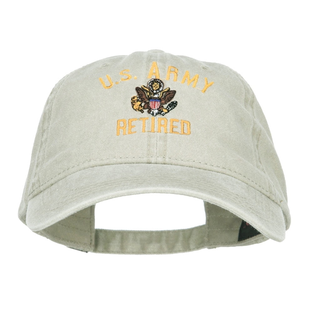 US Army Retired Military Embroidered Washed Cap - Stone Grey OSFM ...