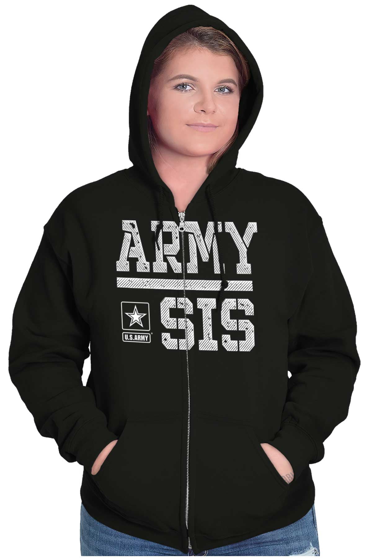 US Army Sis Military Star Logo Women Plus Size Zipper Hoodie Brisco ...