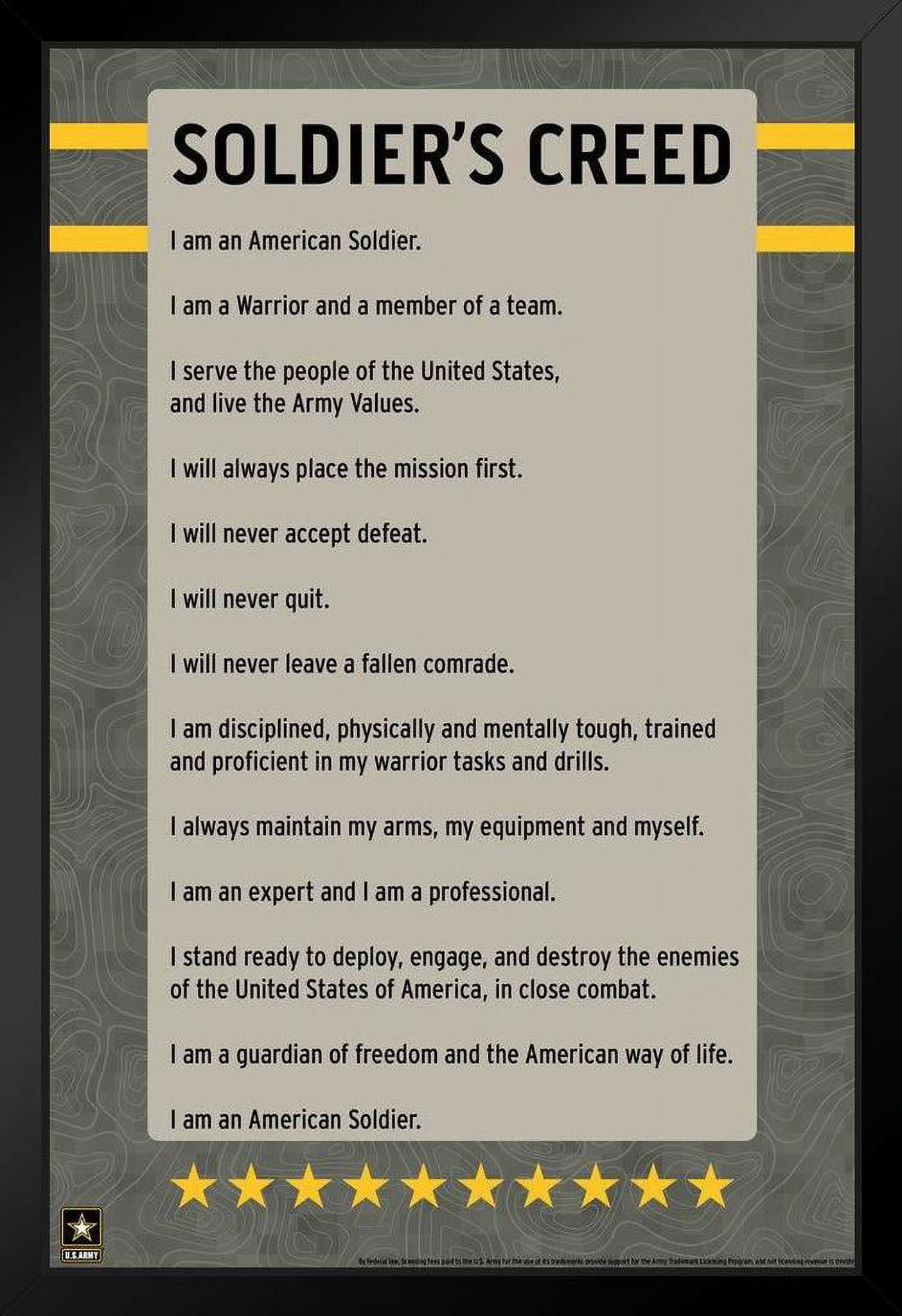 US Army Soldiers Creed I Am An American Soldier USA Army Creed Army ...