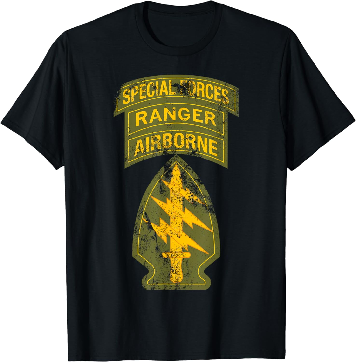 US Army Special Forces - SF Ranger Tab - OD Green Yellow T-Shirt ...