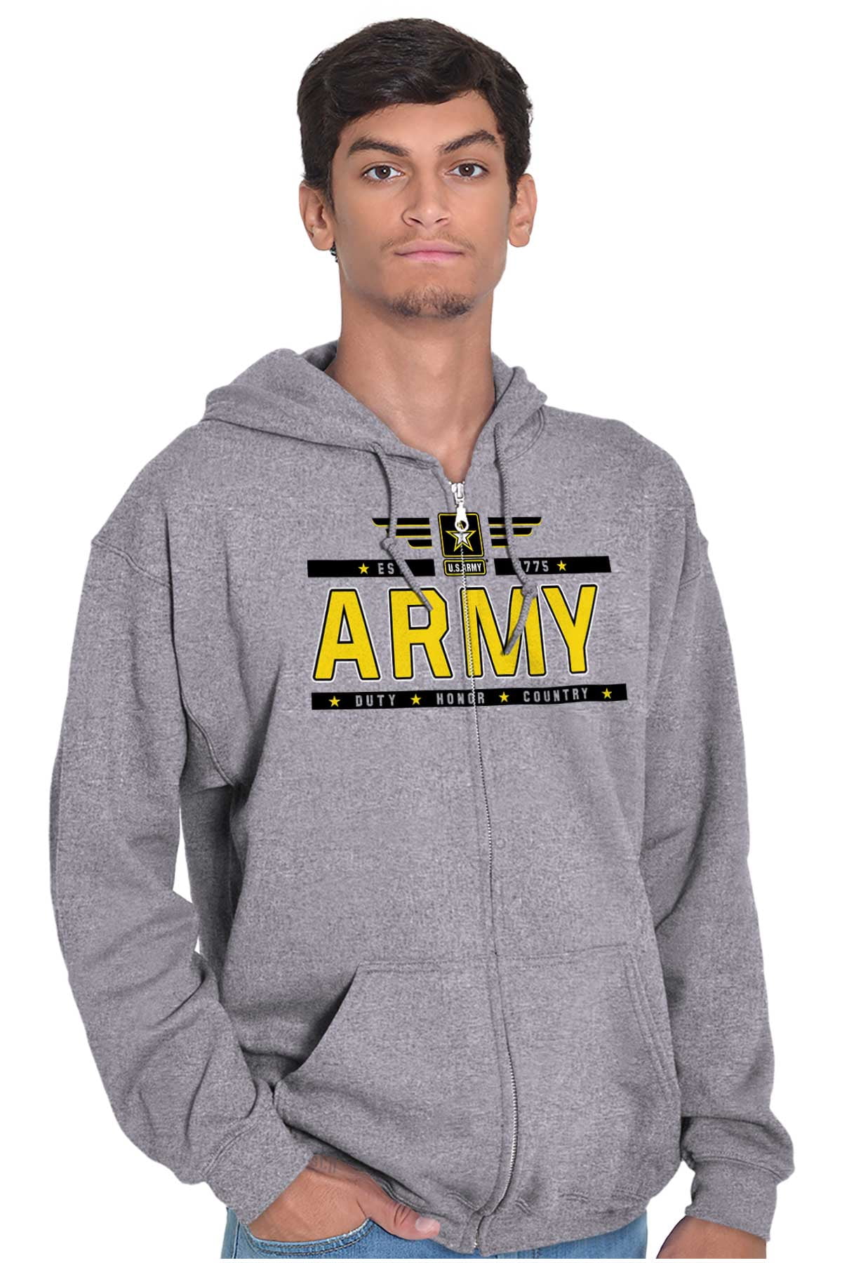 US Army Star Logo Duty Honor Courage Zip Up Hoodie Men's Women's Brisco ...