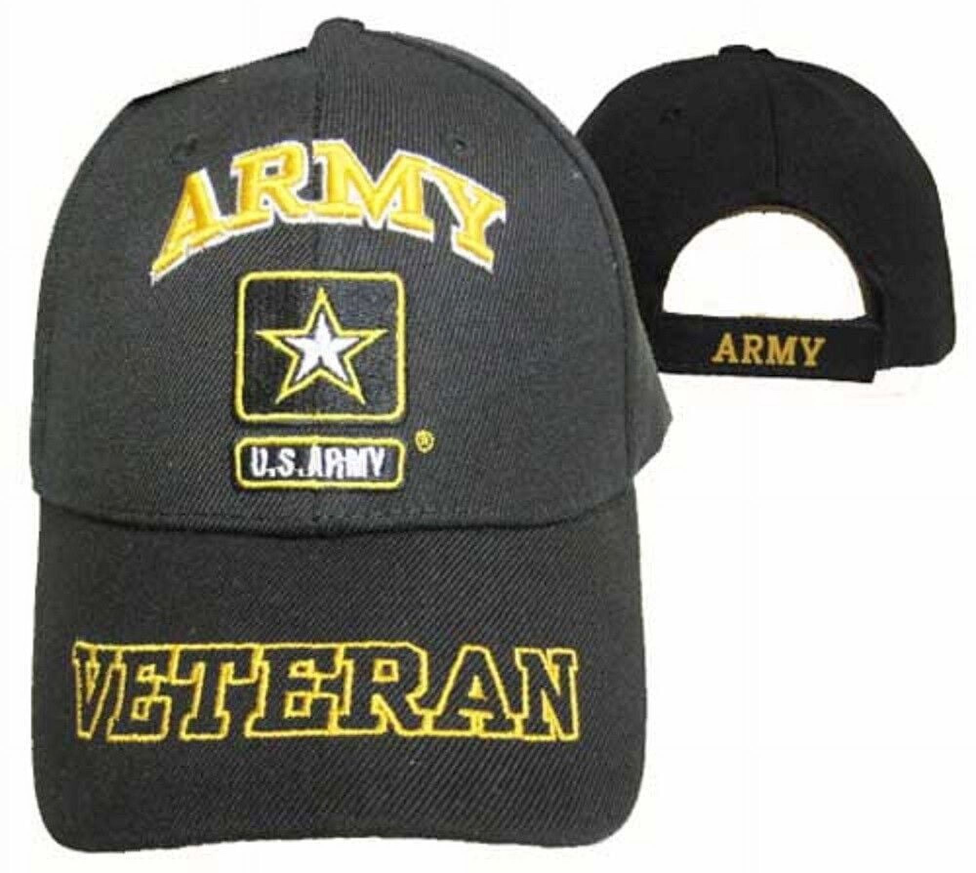 US Army Star Veteran Vet Black Letters on Bill Embroidered Cap Hat ...