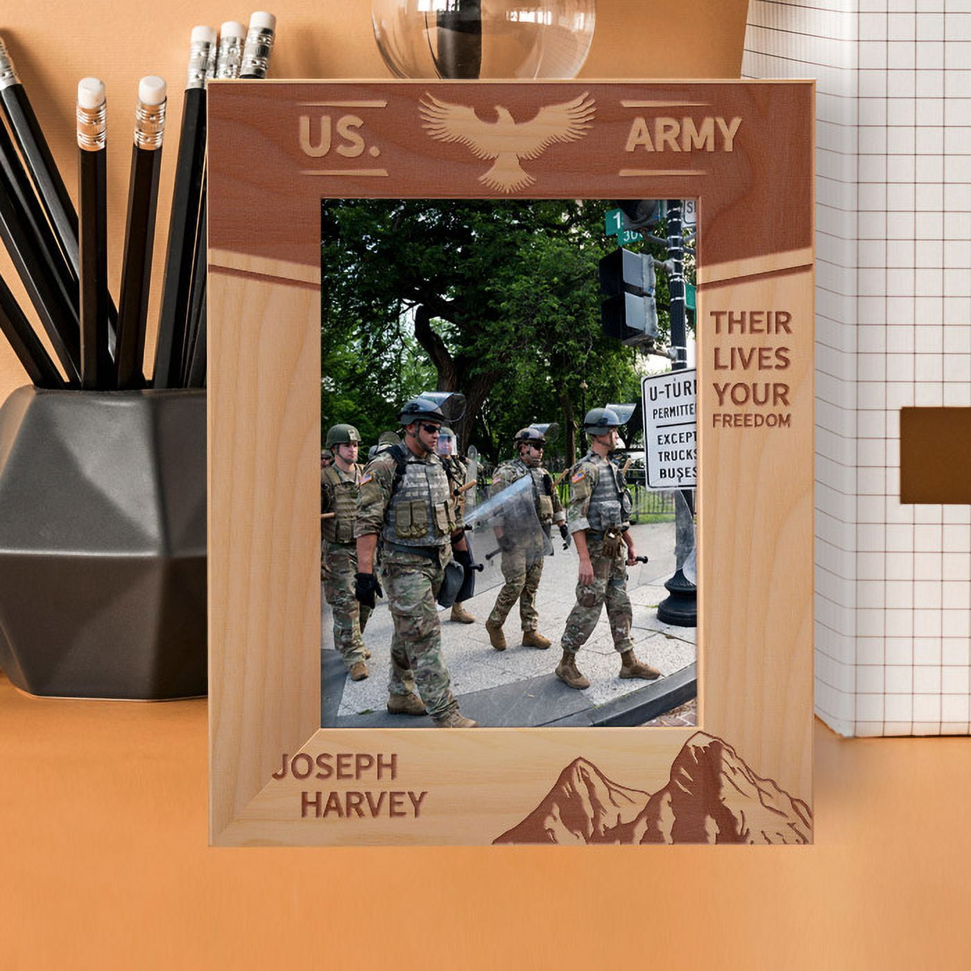 US Army Their Lives Your Freedom Personalized Wooden Frame 5" x 7 ...