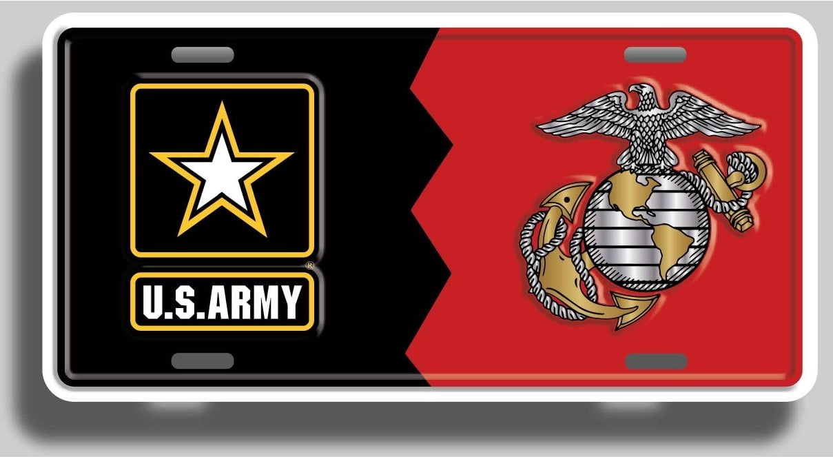 US Army-USMC Military Marine Corps House Divided Embossed Custom ...