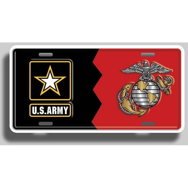 US Army-USMC Military Marine Corps House Divided Embossed Custom ...