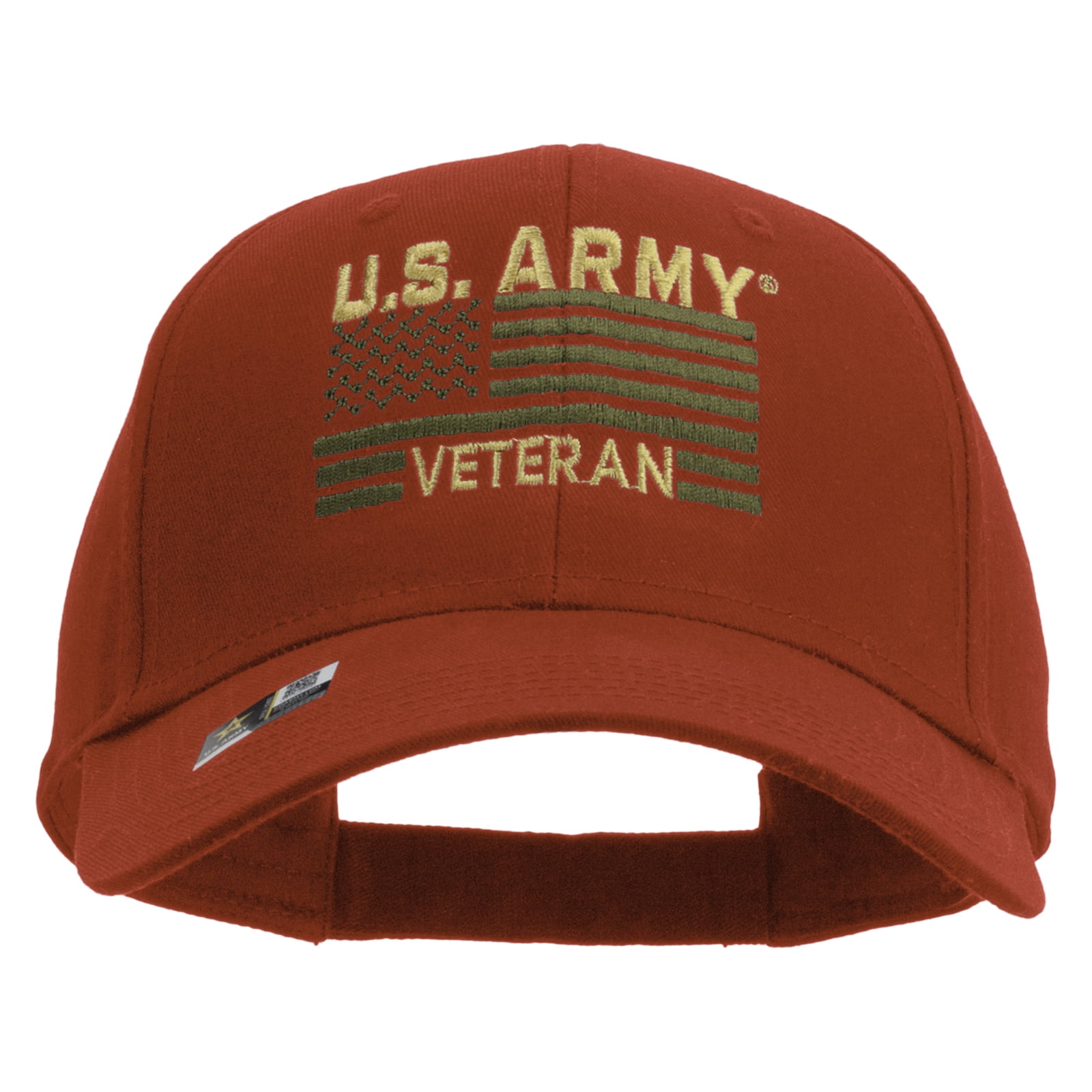 US Army Veteran Embroidered Low Profile Cotton Twill Cap - Red OSFM ...