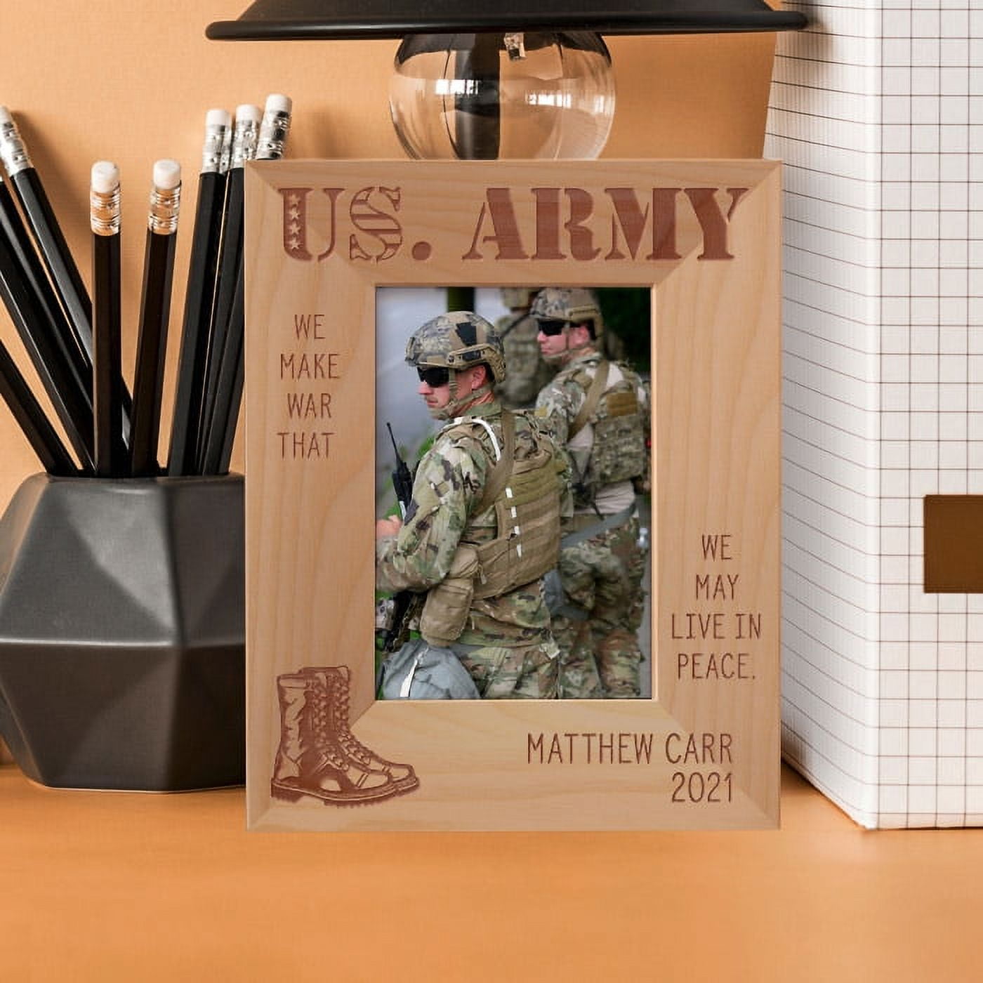 US Army We Make War That We May Live In Peace Personalized Wooden Frame ...