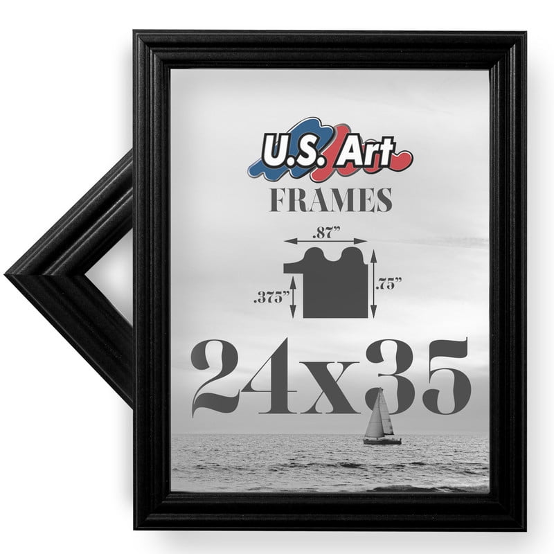 US Art Frames 24x35 Traditional Style Black Thin .75 Inch Wide, Solid ...