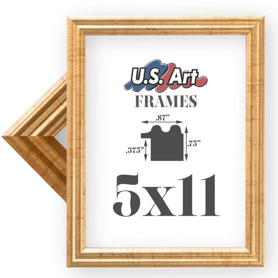 US Art Frames 5x11 Traditional Style Antique Gold Thin .75 Inch Wide ...