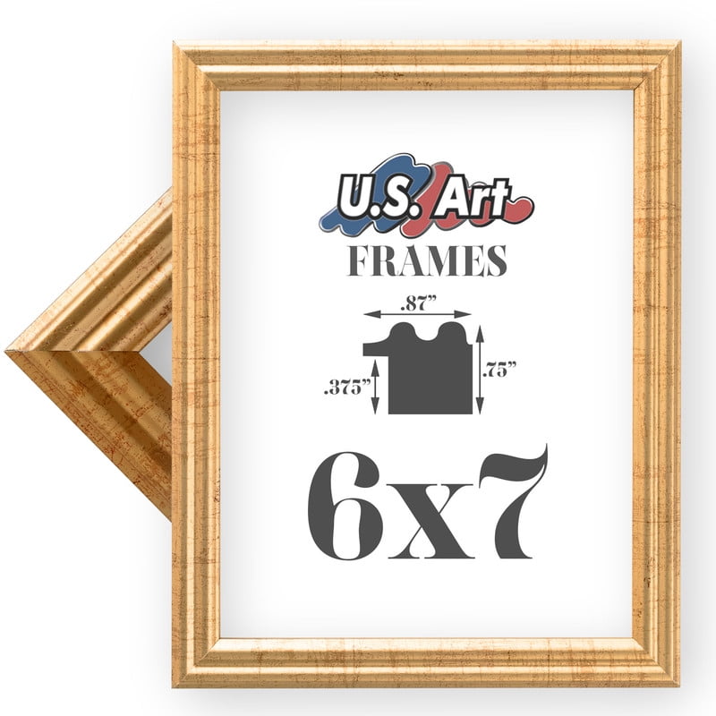 US Art Frames 6x7 Traditional Style Antique Gold Thin .75 Inch Wide ...