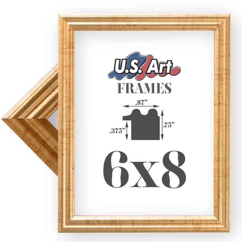 US Art Frames 6x8 Traditional Style Antique Gold Thin .75 Inch Wide ...