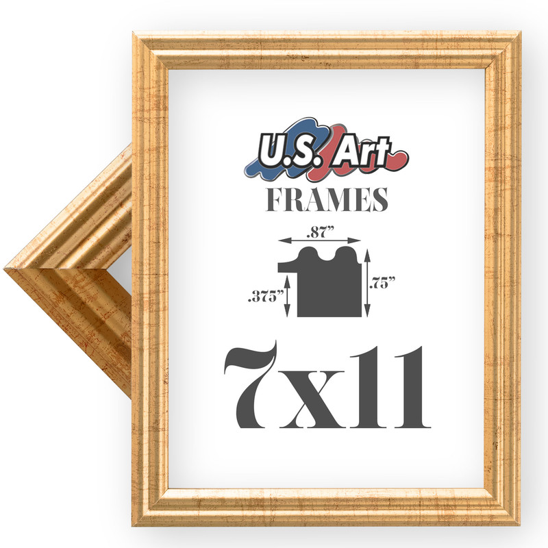 US Art Frames 7x11 Traditional Style Antique Gold Thin .75 Inch Wide ...