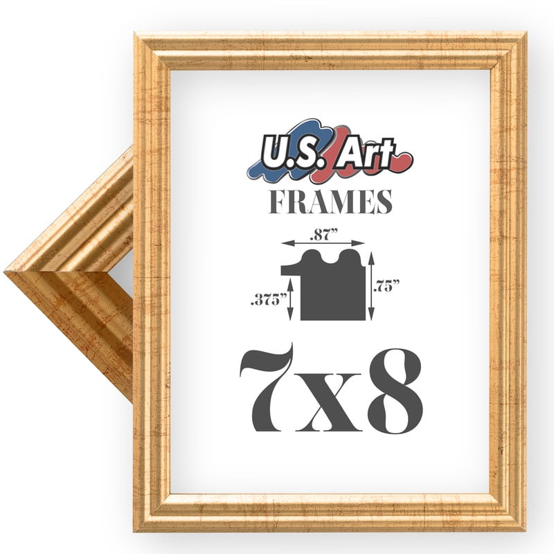 US Art Frames 7x8 Traditional Style Antique Gold Thin .75 Inch Wide ...