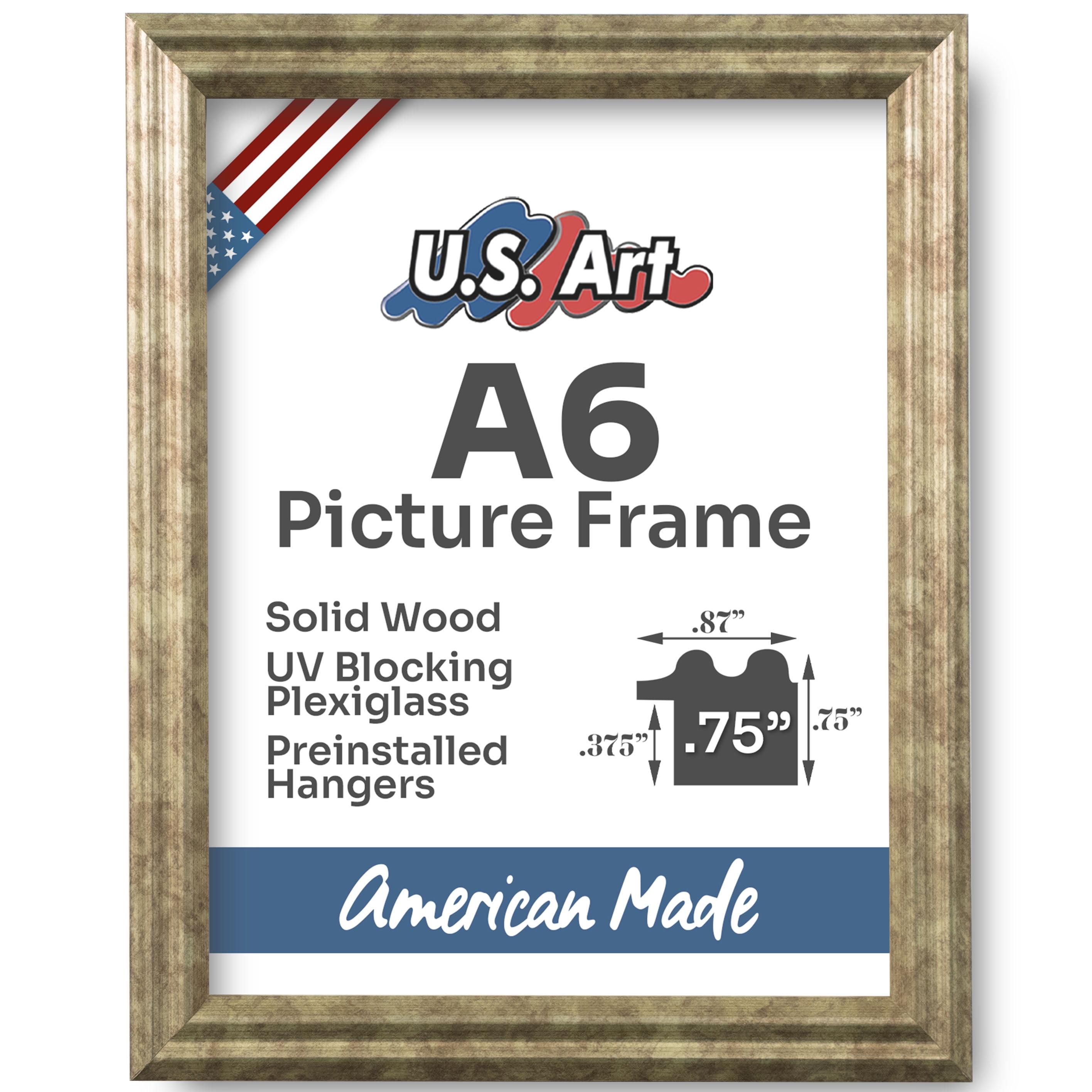 US Art Frames Coffee Brown A6 Picture Frame .75" Wide - Preinstalled ...