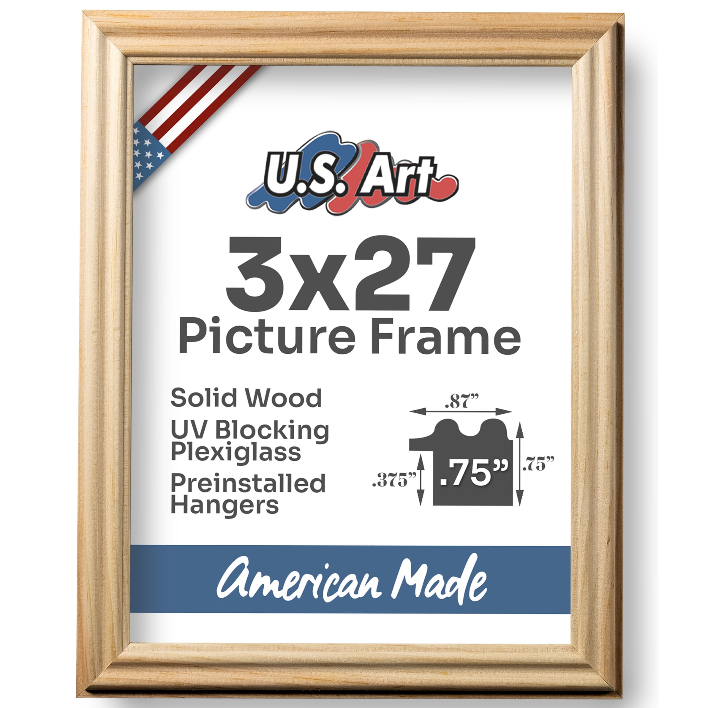 US Art Frames Raw Unfinished Natural 3x27 Picture Frame .75" Wide ...