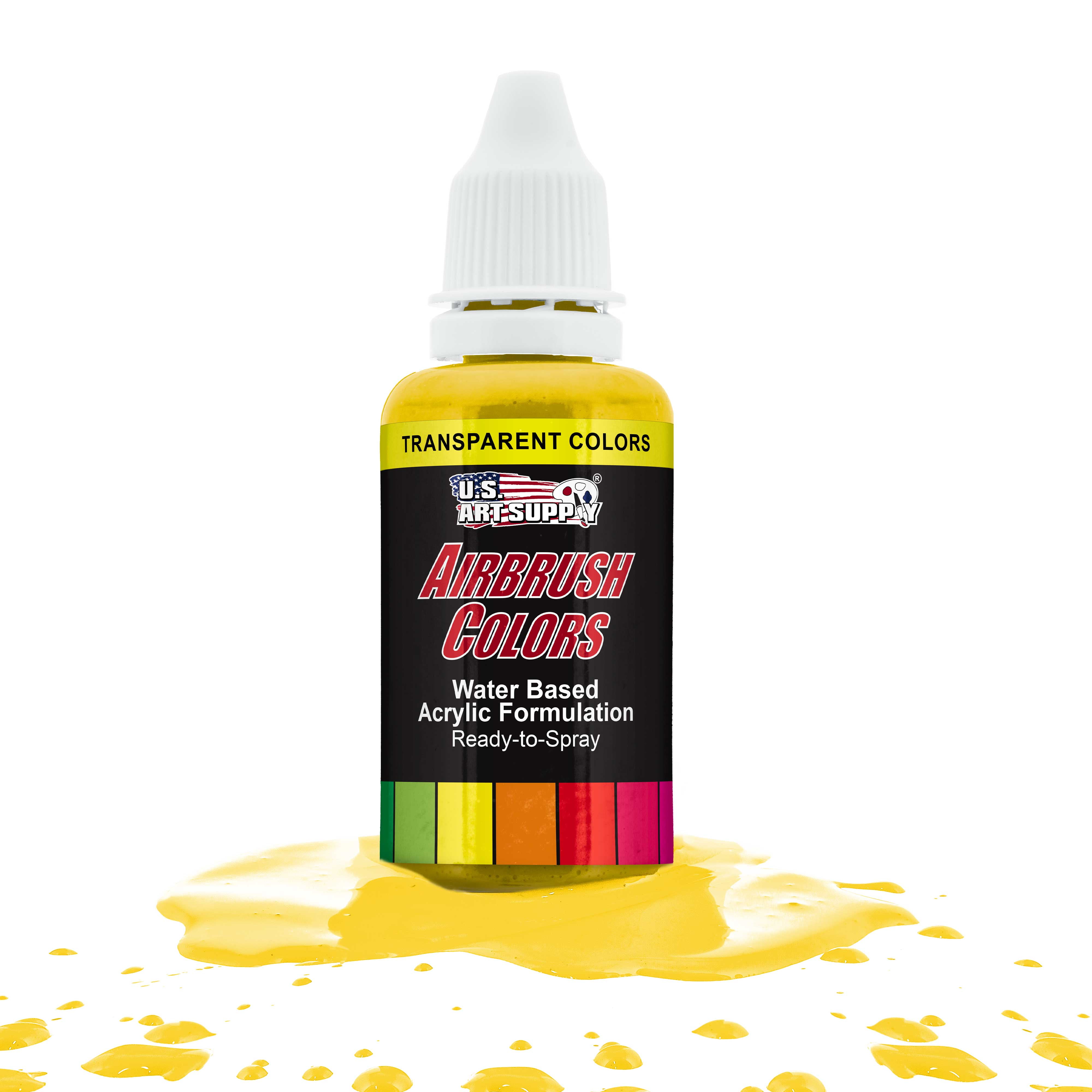 U.S. Art Supply 1-Ounce Transparent Bright Yellow Airbrush Paint ...