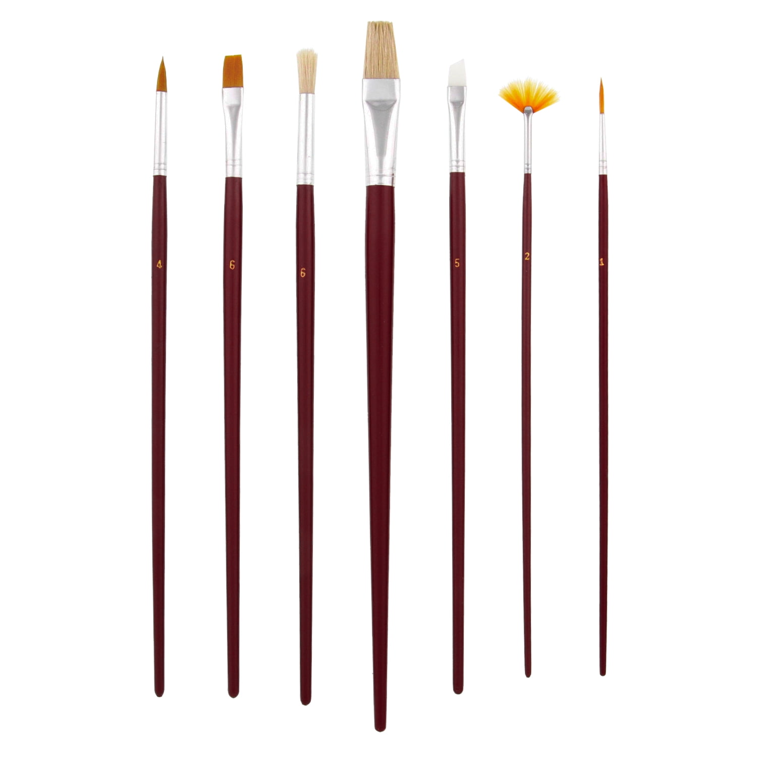 U.S. Art Supply 12 Piece Long Handle Nylon and Bristle Art Paint Brush ...