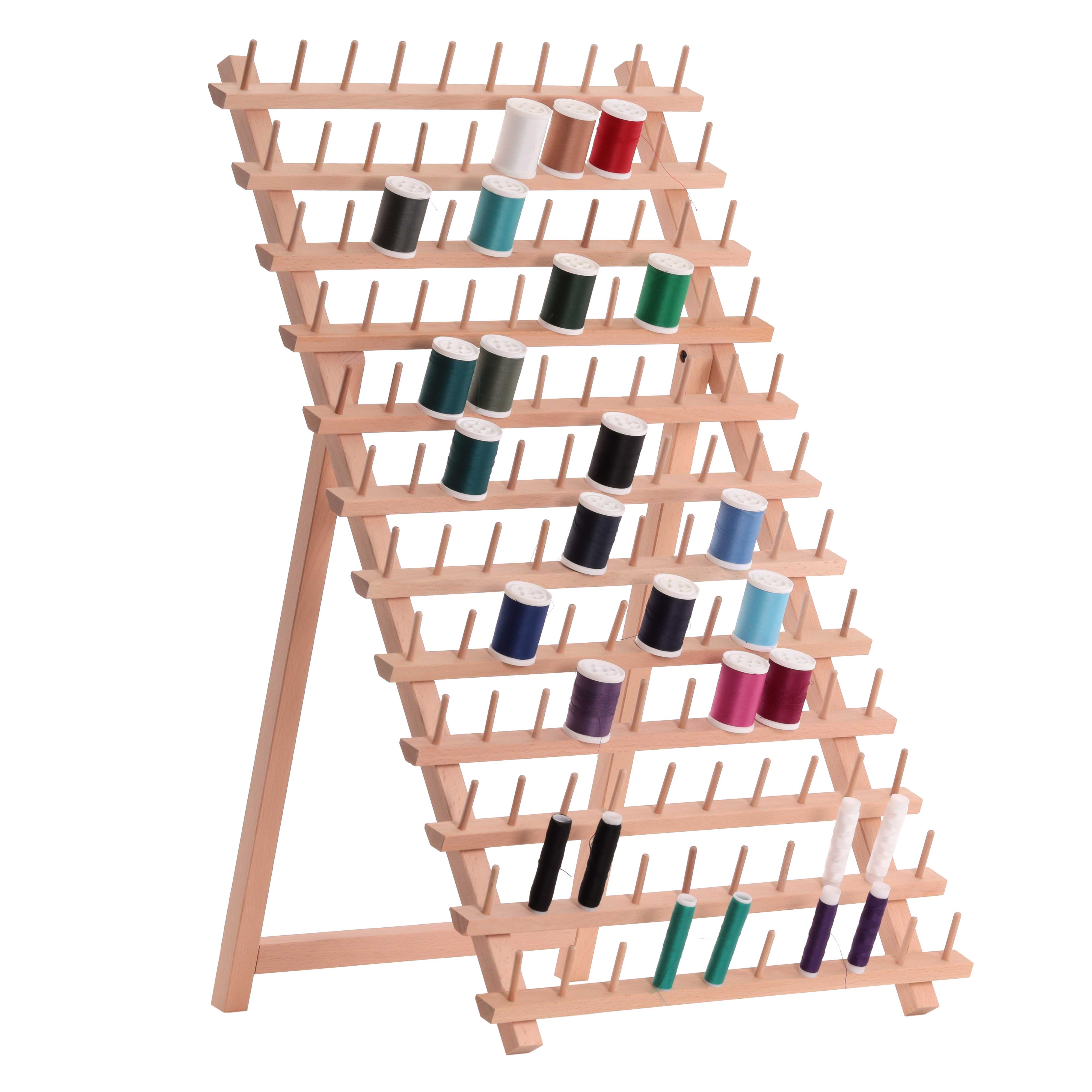 New brothread 84-Spool Rotating Wooden Thread Rack - Large Stand for ...