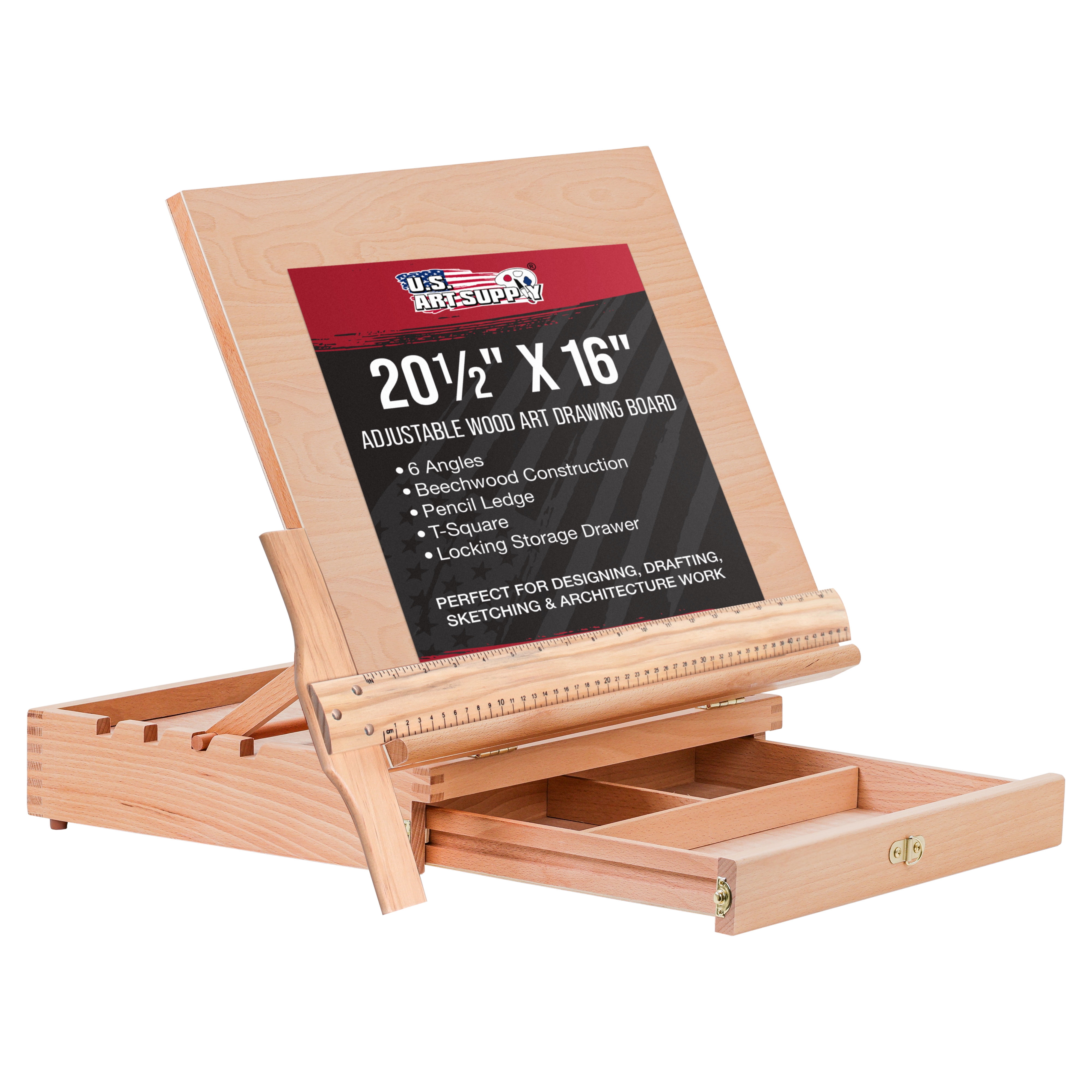 US Art Supply Adjustable Wood Artist Drawing & Sketching Board ...
