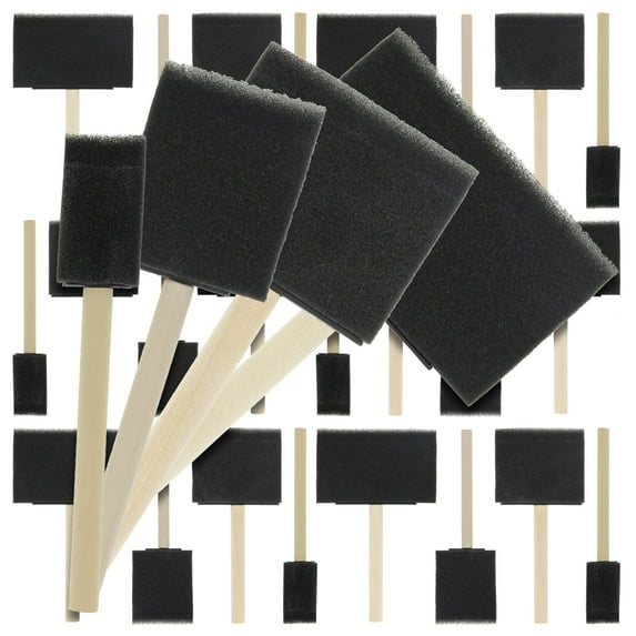 U.S. Art Supply Foam Paint Brush Set of 20 with Wood Handles and Bevel Foam Tips - Walmart.com