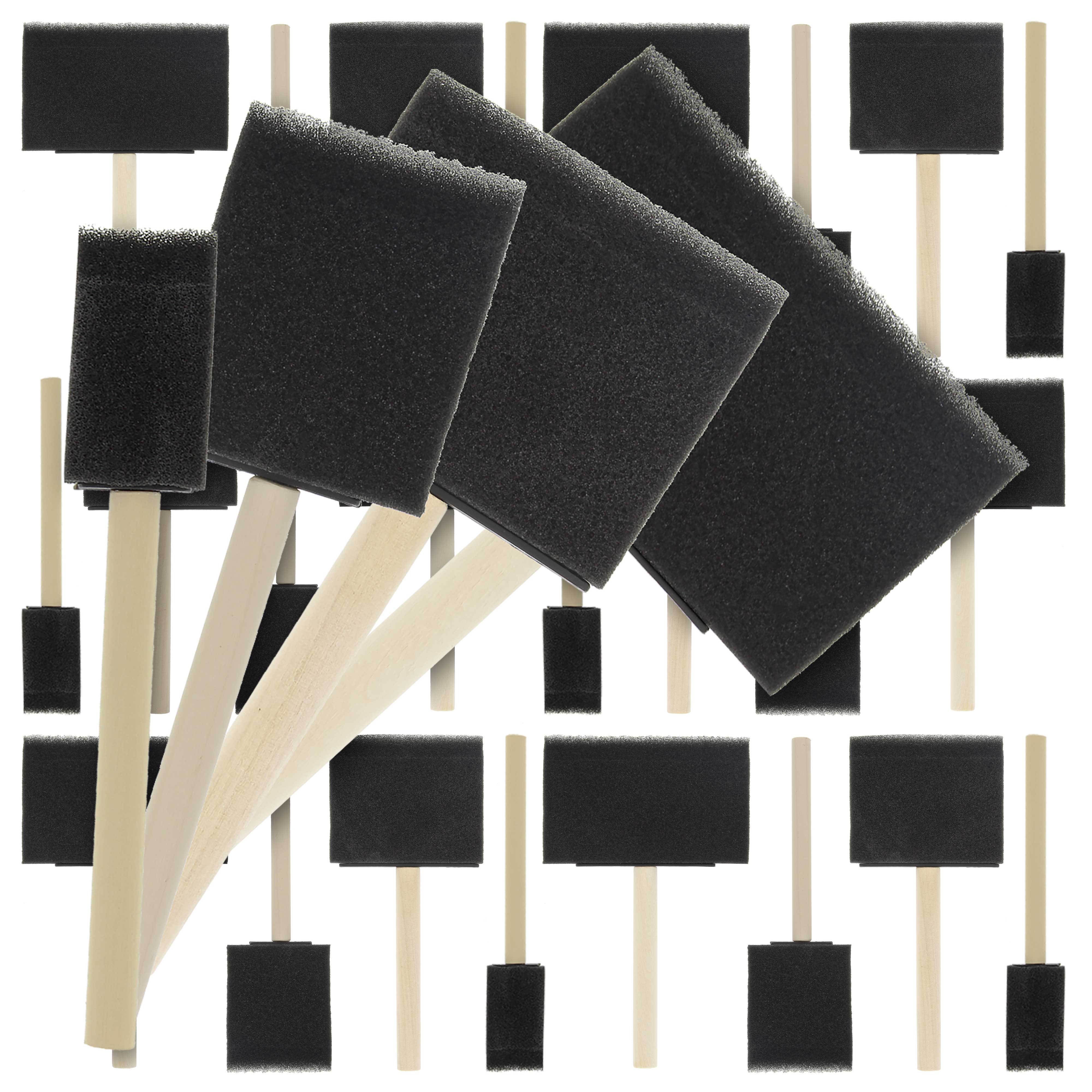 U.S. Art Supply Variety Pack Foam Sponge Wood Handle Paint Brush Set ...