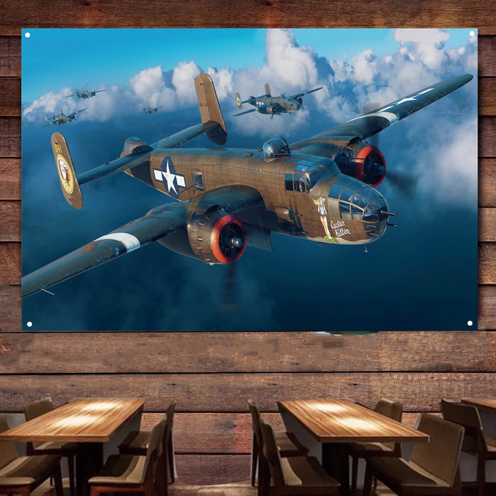 US B-25J Mitchell bomber Fighter Picture Wall Flag, Wall Art Wall Decor ...