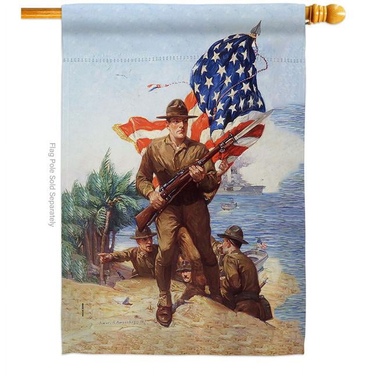 US Brotherhood 28 x 40 in. Marines Charge House Flag with Armed Forces ...