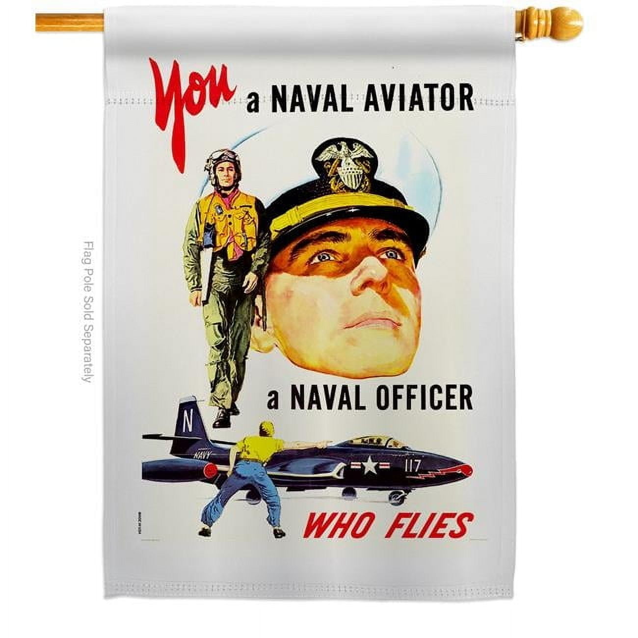 US Brotherhood 28 x 40 in. You a Naval Officer House Flag with Armed ...