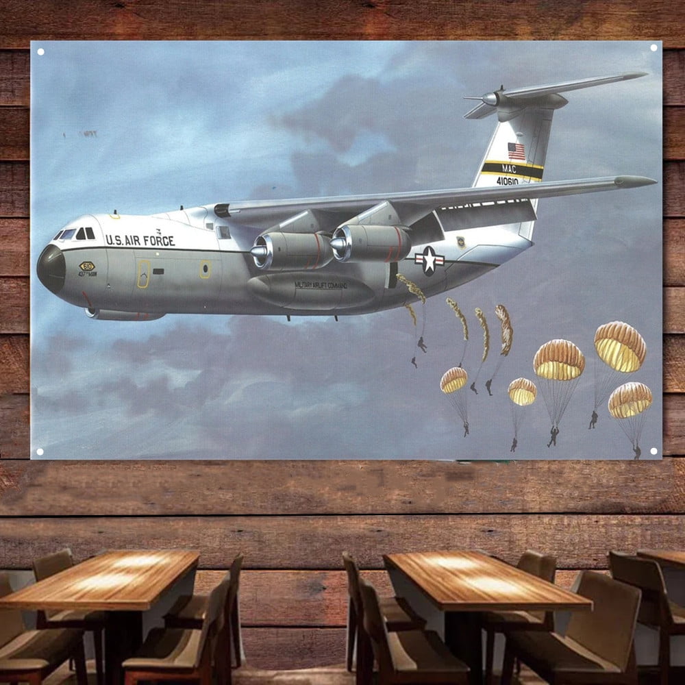 US C-141 Starlifter transport aircraft Fighter Banner Wall Hanging Flag ...