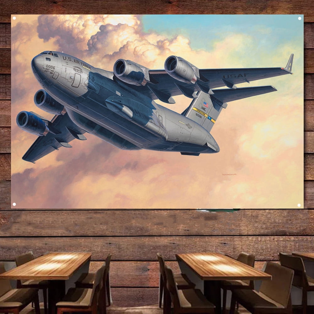 US C-17 Globemaster III transport aircraft Fighter Poster Wall Flag ...