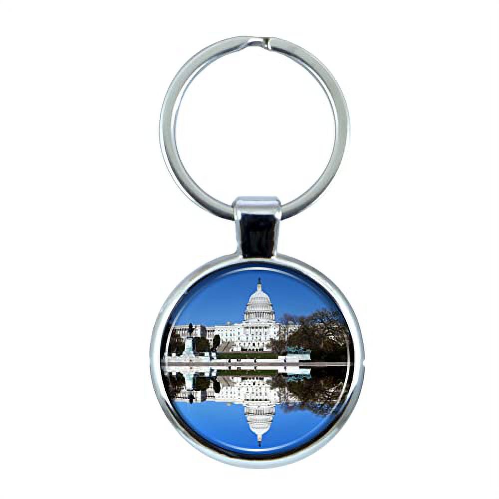 US Capitol Building Keychain with Epoxy Dome and Metal Keyring ...