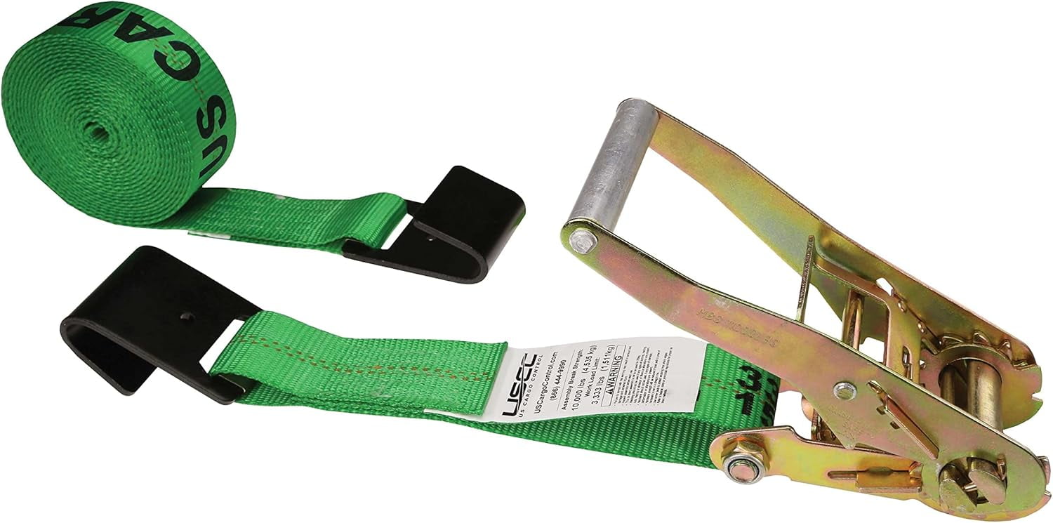 US Cargo Control, 2 Inch x 18 Foot Ratchet Strap, Flat Hook Ratchet ...