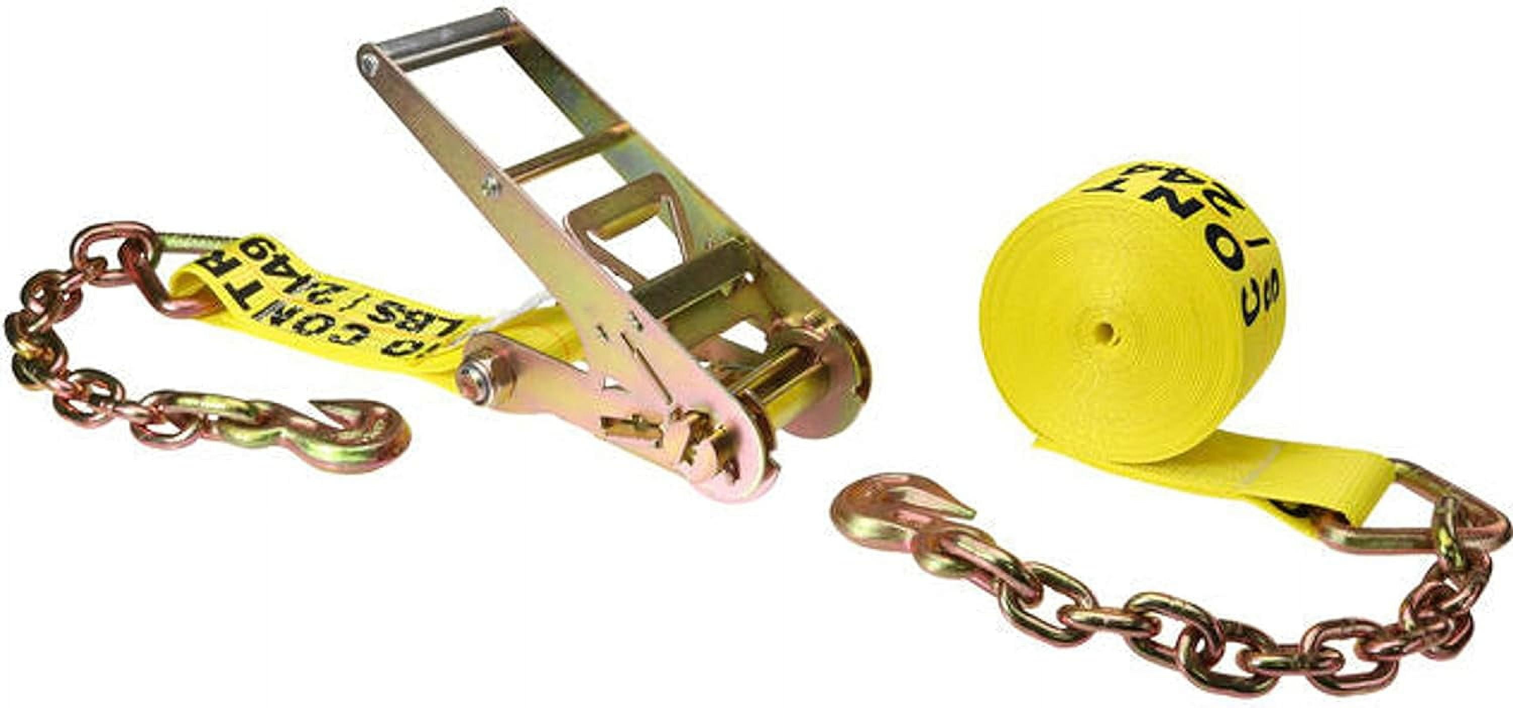 US Cargo Control 3 Inch x 20 Foot Heavy Duty Yellow Ratchet Strap with ...