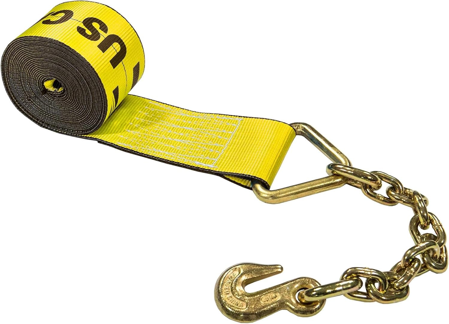 US Cargo Control 4 Inch Winch Strap with Chain Extension Fitting, 30 ...