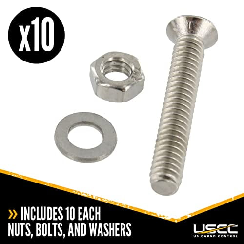US Cargo Control Airline-Style Track Fastener Pack, Package of 10 Sets of Bolts, Nuts, and ...