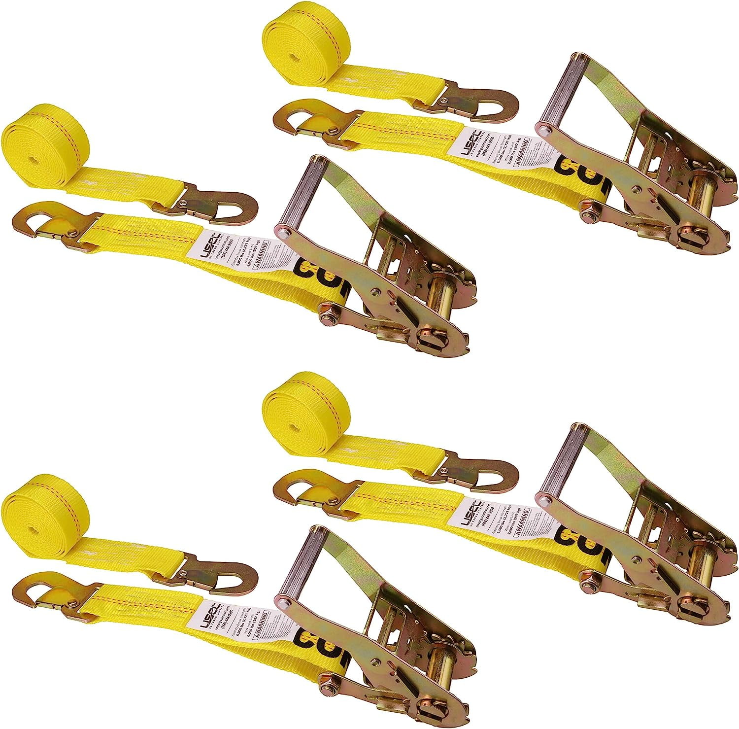 US Cargo Control Auto Ratchet Straps with Snap Hooks 2 Inch x 12 Foot ...