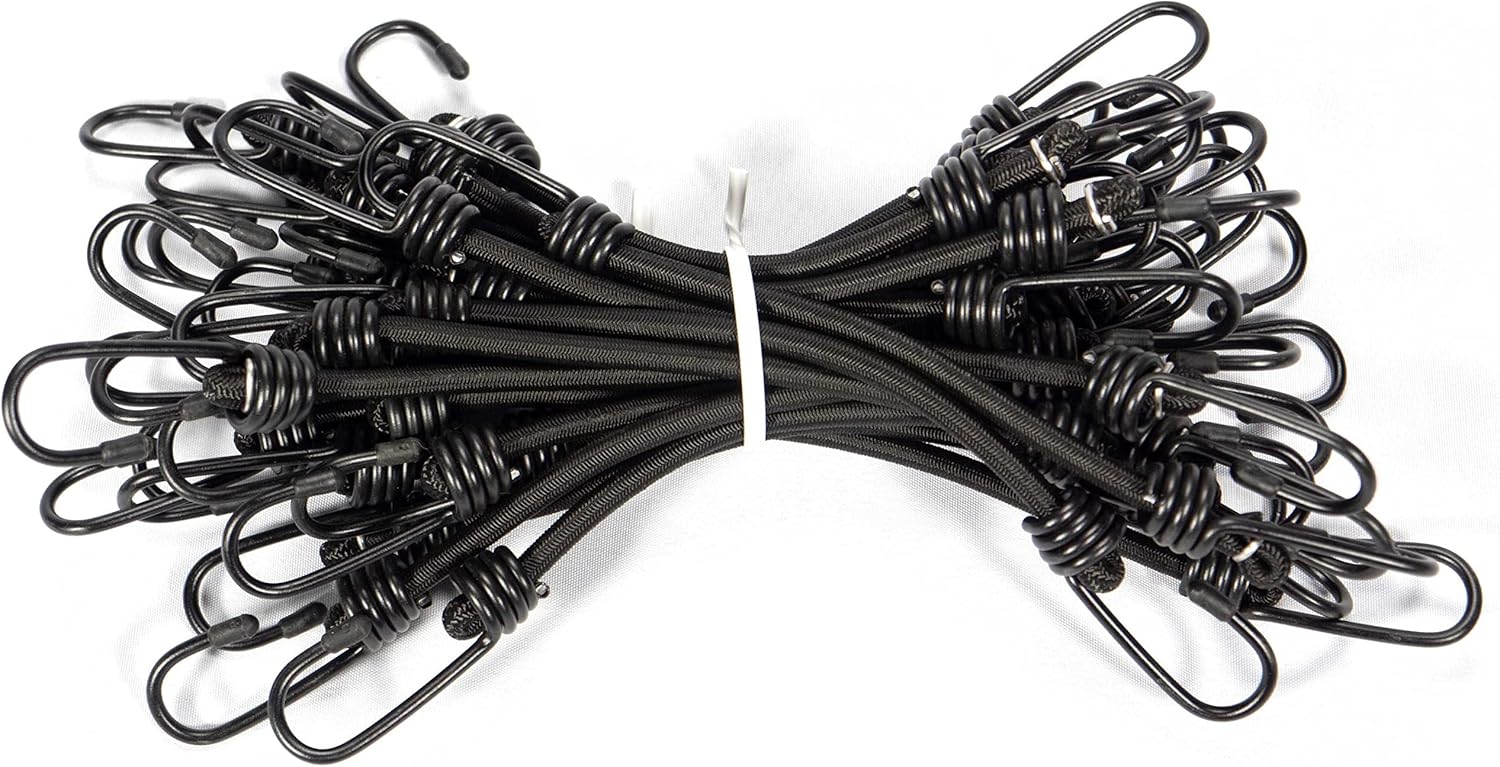 US Cargo Control Black Bungee Cords with Black PVC Coated Wire Hooks ...